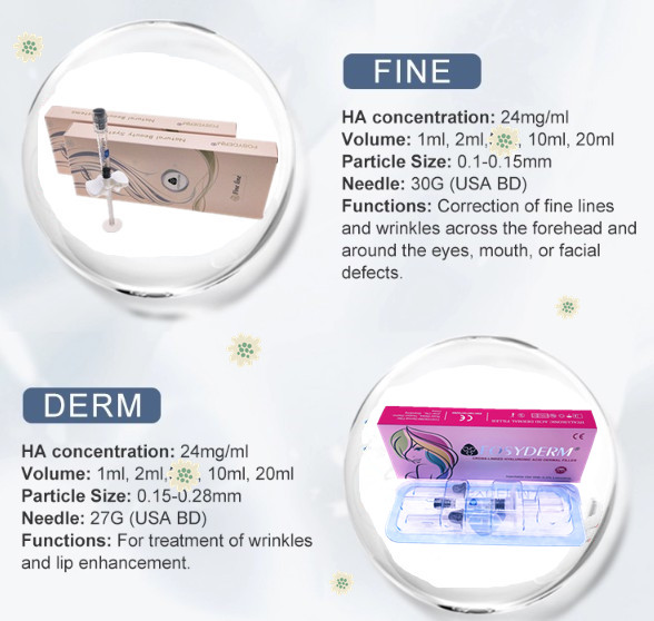 2 ml Injectable BDDE Hyaluronic Acid Dermal Filler For Wrinkles Lips ...